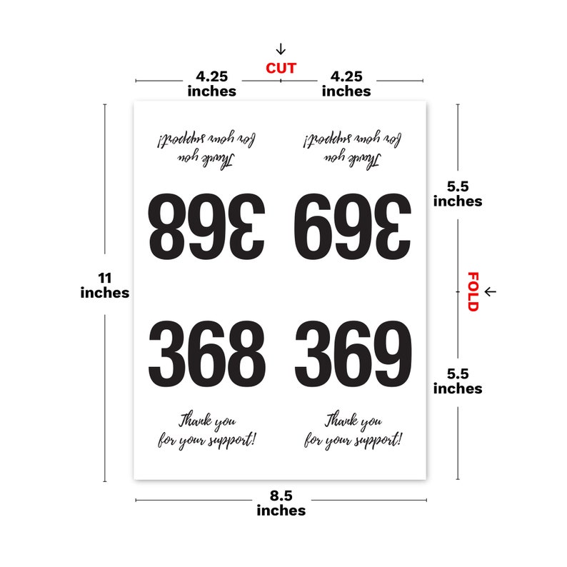 Auction Bid Paddles - Quarter Size With Text, Folded, 100-450, Bid Card ...