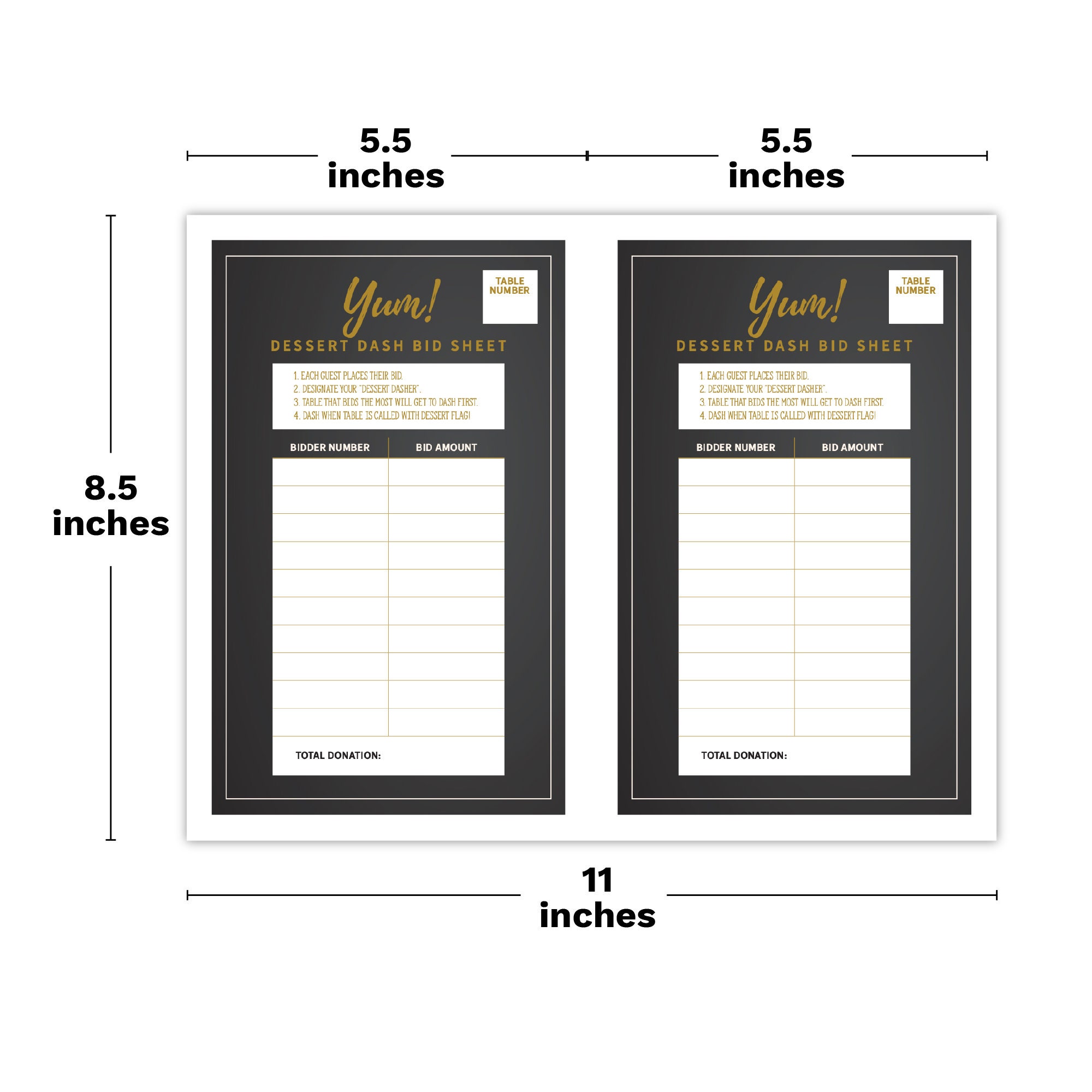 Classy Dessert Dash Bid Sheets - Etsy