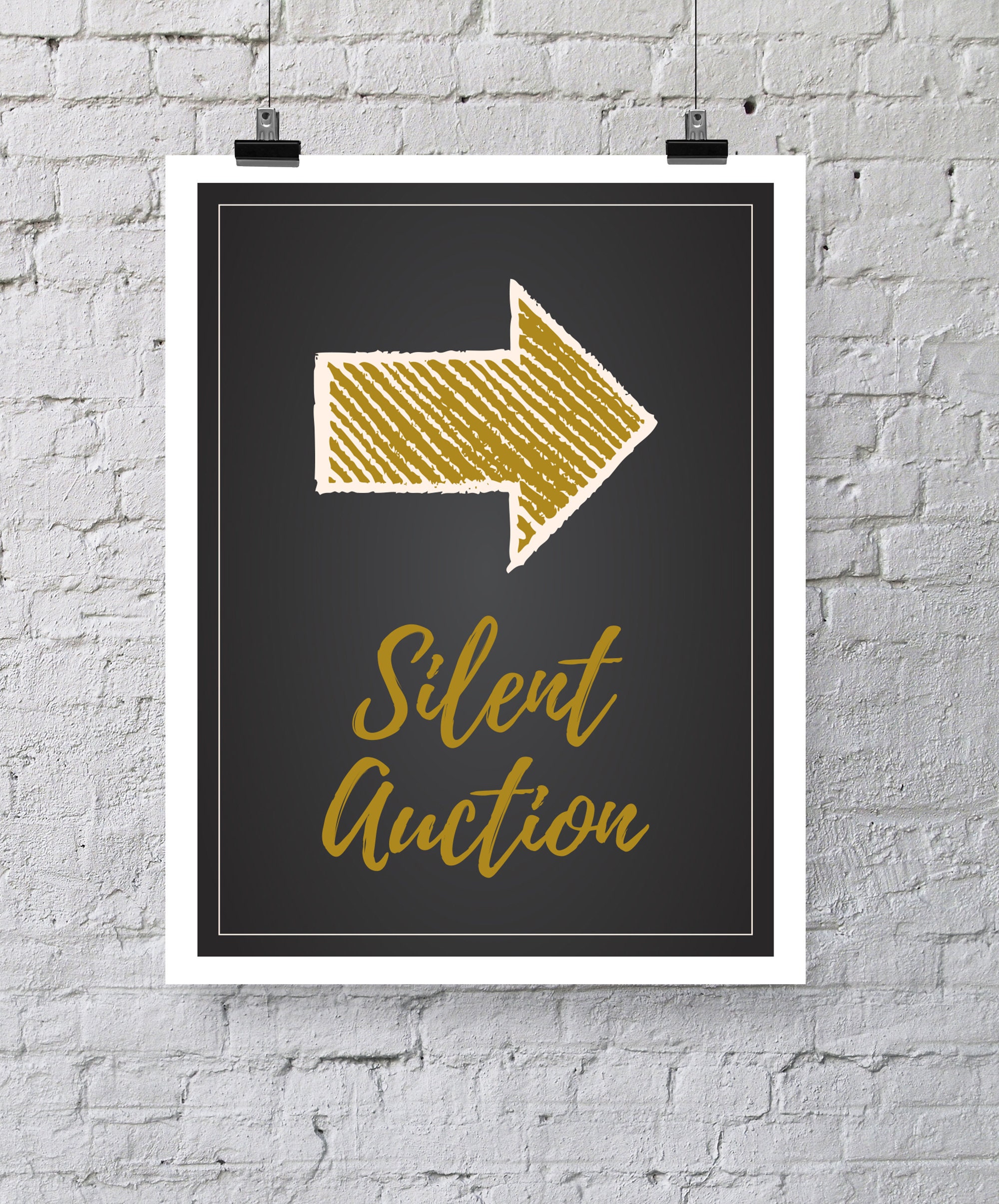 3 Silent Auction Directional PDF Posters in 2 Sizes, Fundraiser, School ...