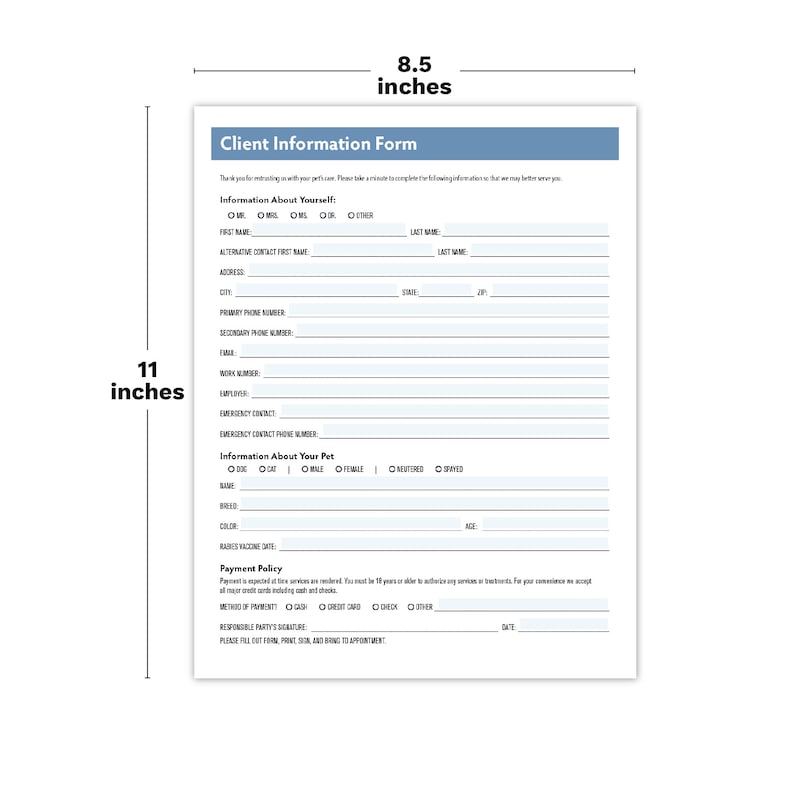 Veterinary Intake Form for Online or Print Use, PDF, Vet Tech ...