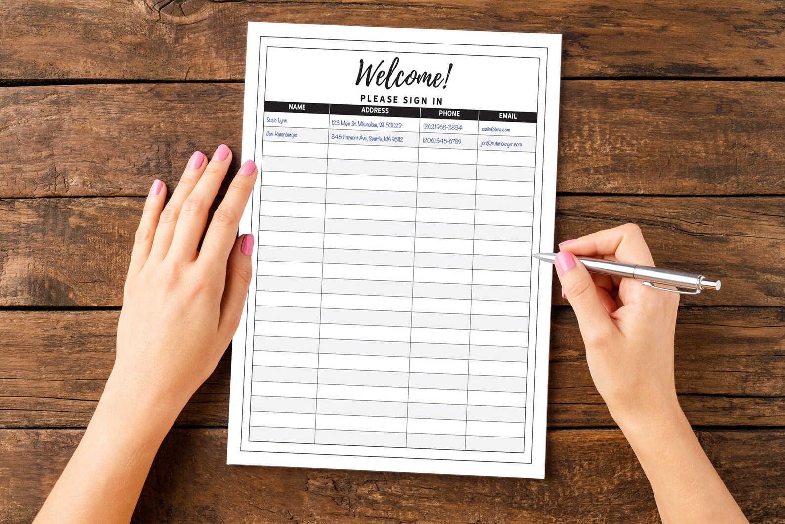 Basic Sign-in Sheet - PDF Download Digital File, Fundraiser, Auction ...