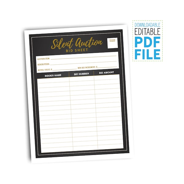 Auction Description Sheet - Etsy