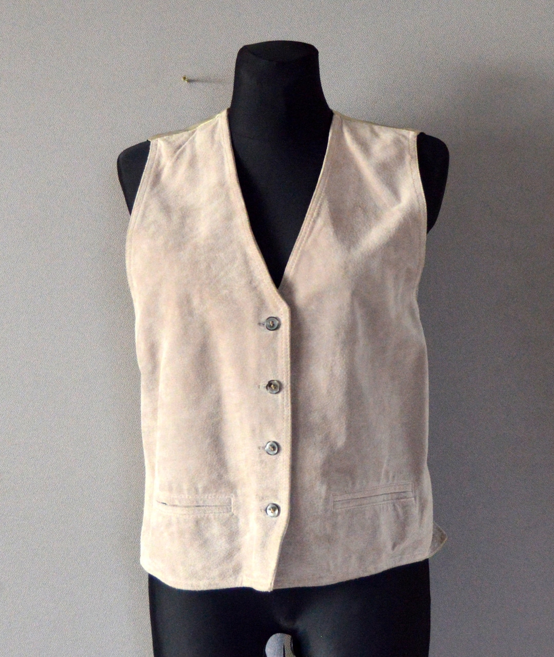 Vintage Suede Vest Light Brown Real Leather Women's Mens Rocky Clothing ...