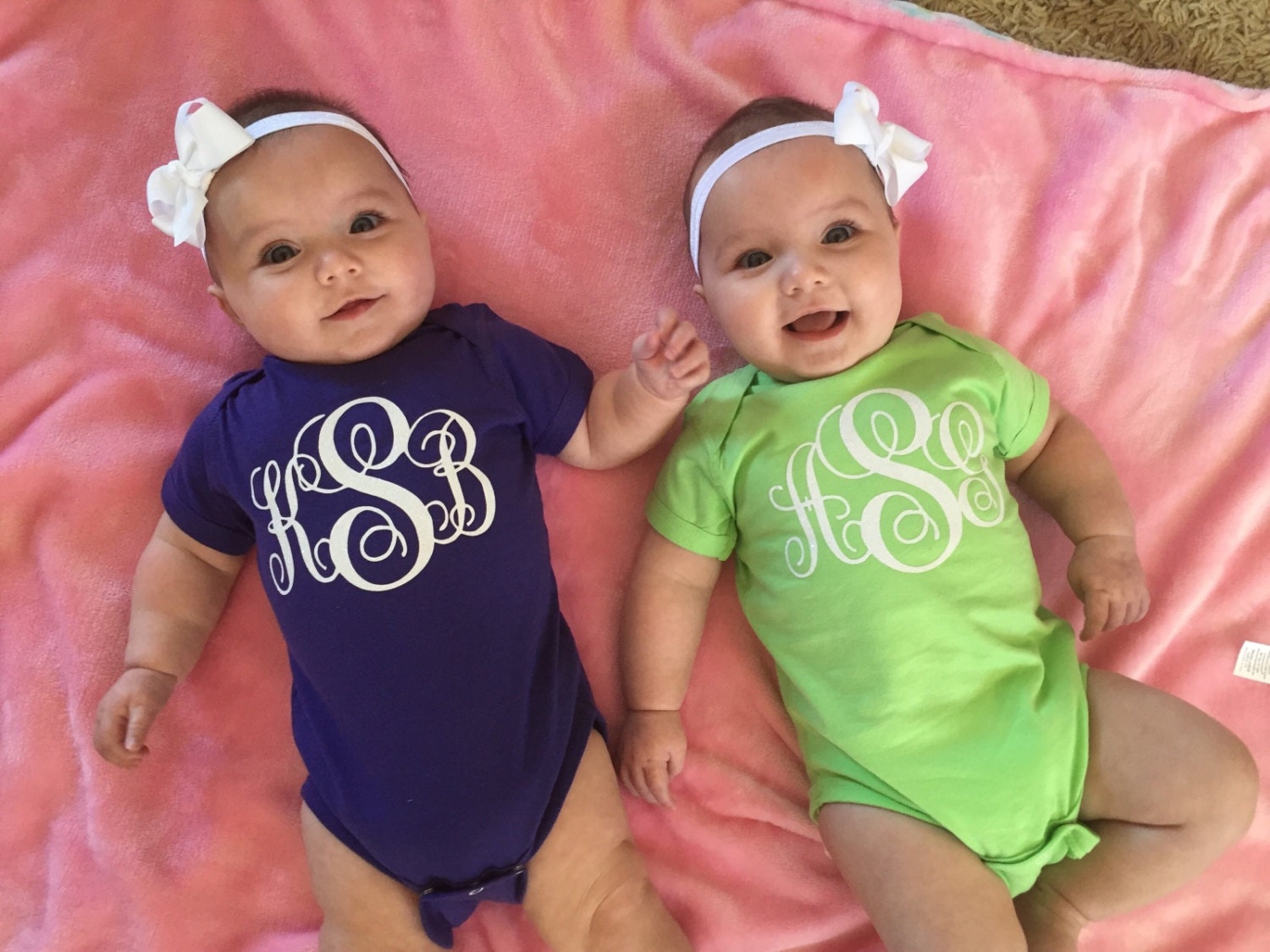 Monogrammed Bright Colored Creeper With White Glitter Vinyl! Adorable ...