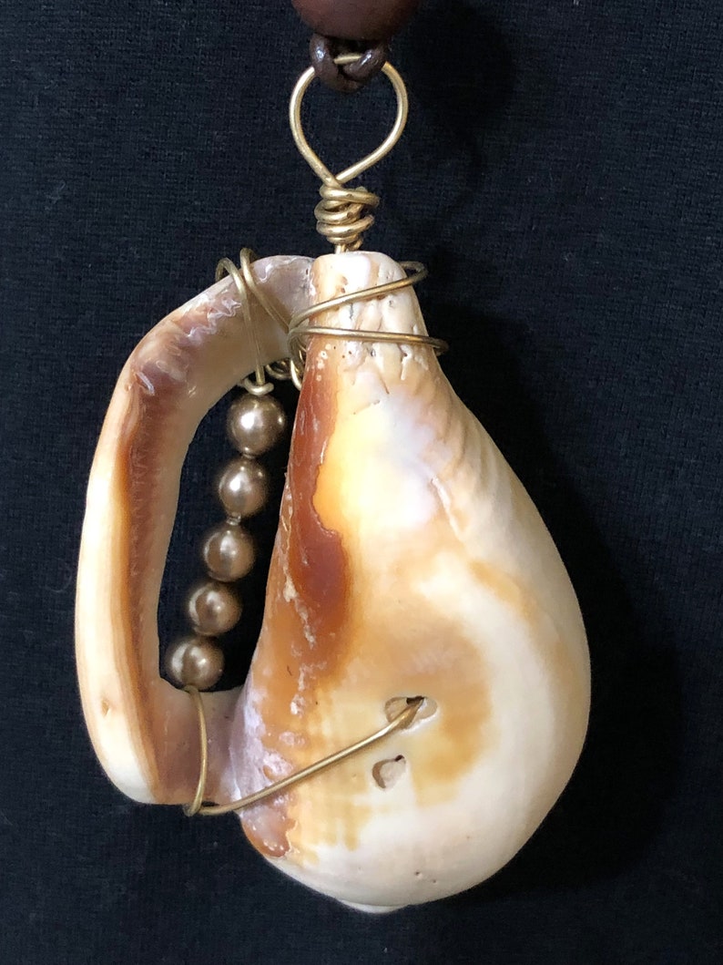 Natural Seashell Pendant Necklace Sterling Silver Wire Wrapped With ...
