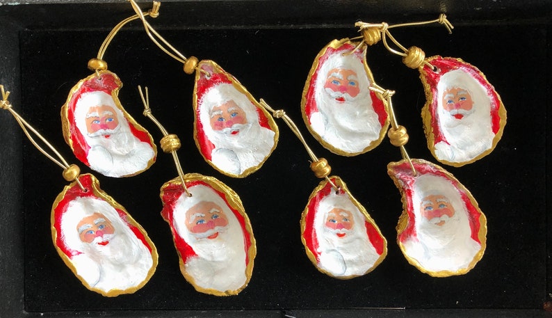 Oyster Shell Ornament Santa Claus Hand Painted Detailed Portraits of ...