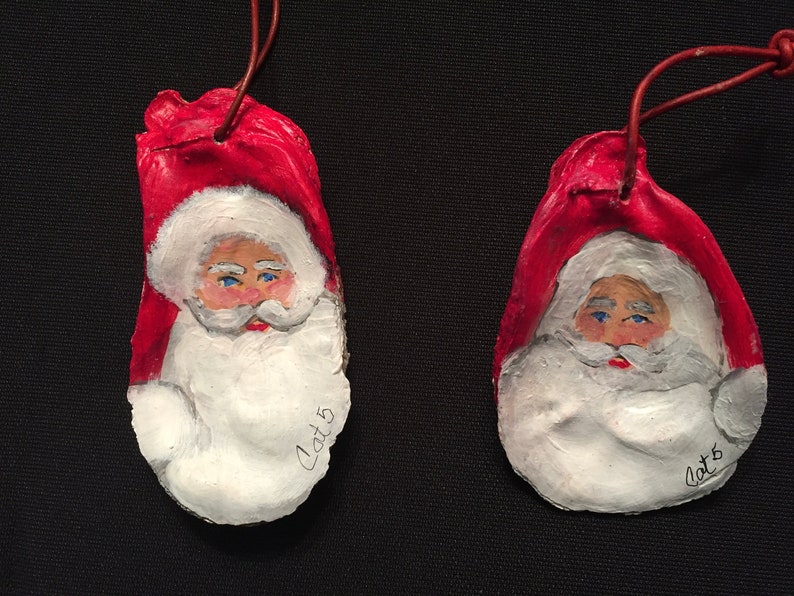 Oyster Shell Ornament Santa Claus Hand Painted Detailed Portraits of ...