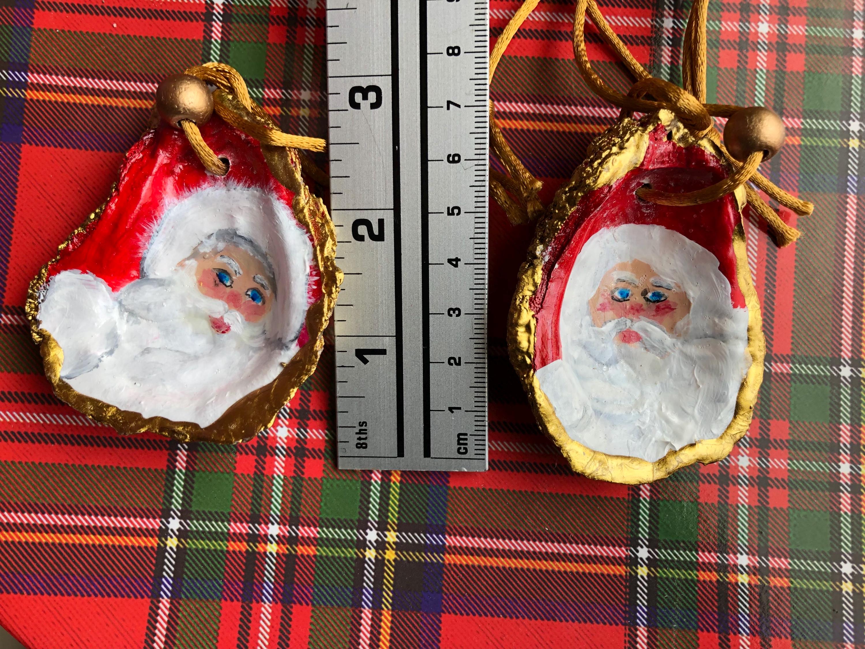 Oyster Shell Ornament Santa Claus Hand Painted Detailed Portraits of ...