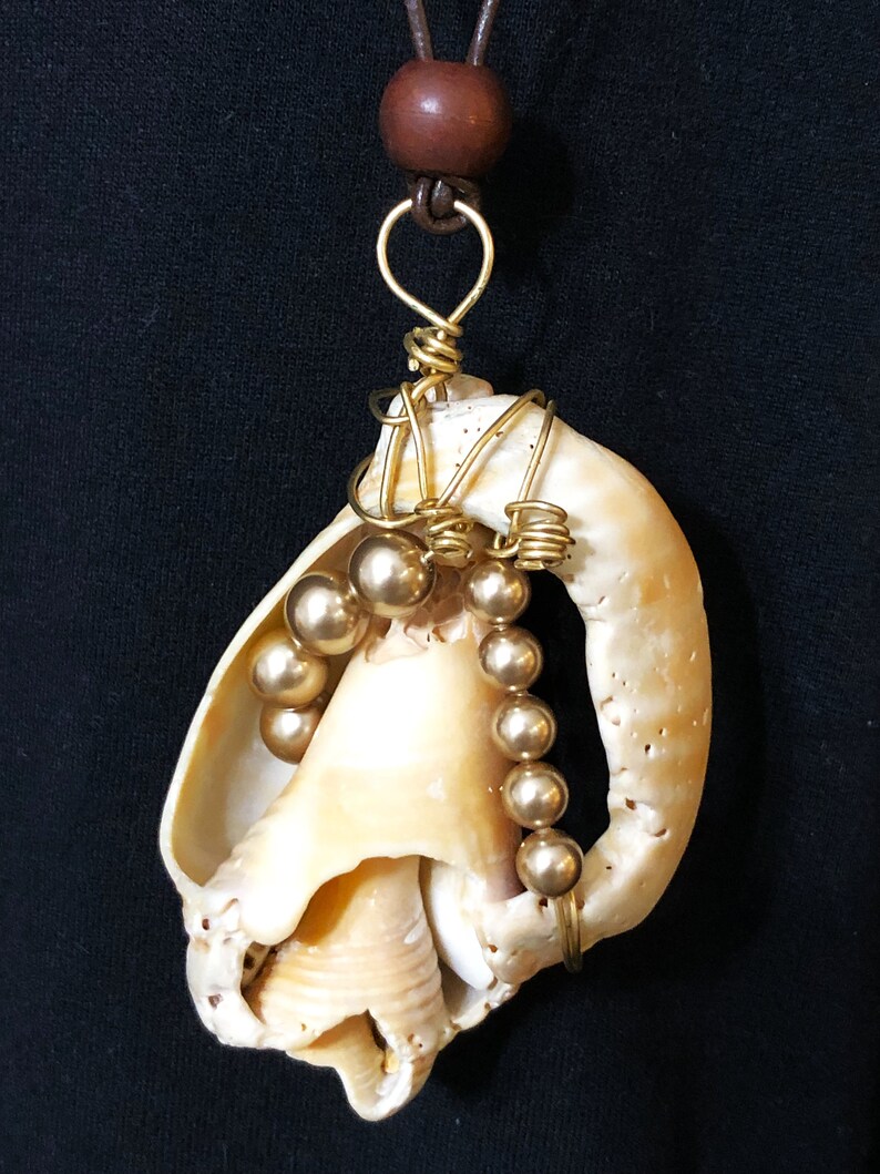 Natural Seashell Pendant Necklace Sterling Silver Wire Wrapped With ...