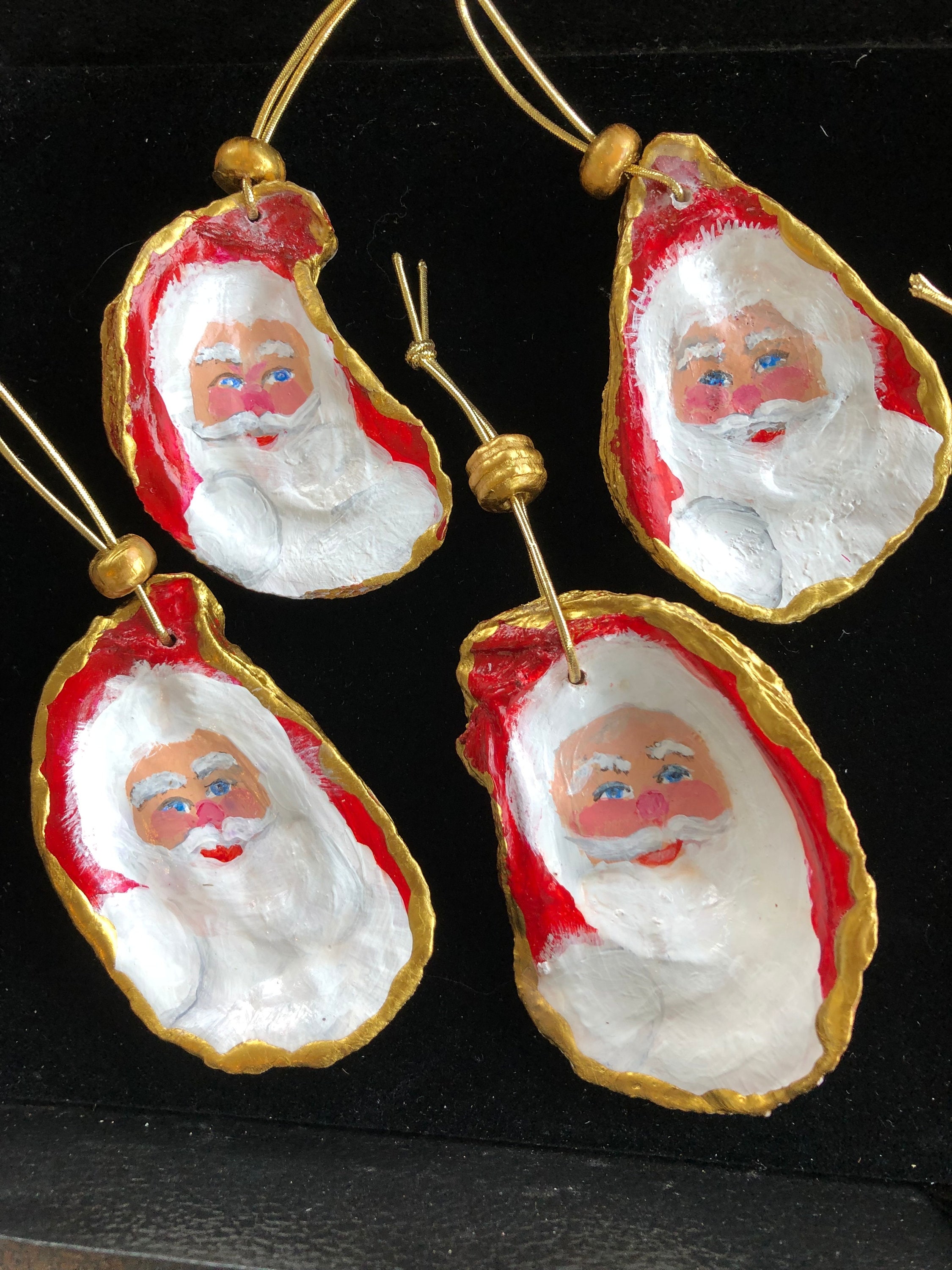 Oyster Shell Ornament Santa Claus Hand Painted Detailed Portraits of ...
