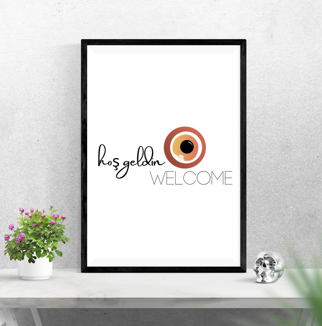 Brown Evil Eye Printable Welcome Hos Geldin Sign Poster / INSTANT ...