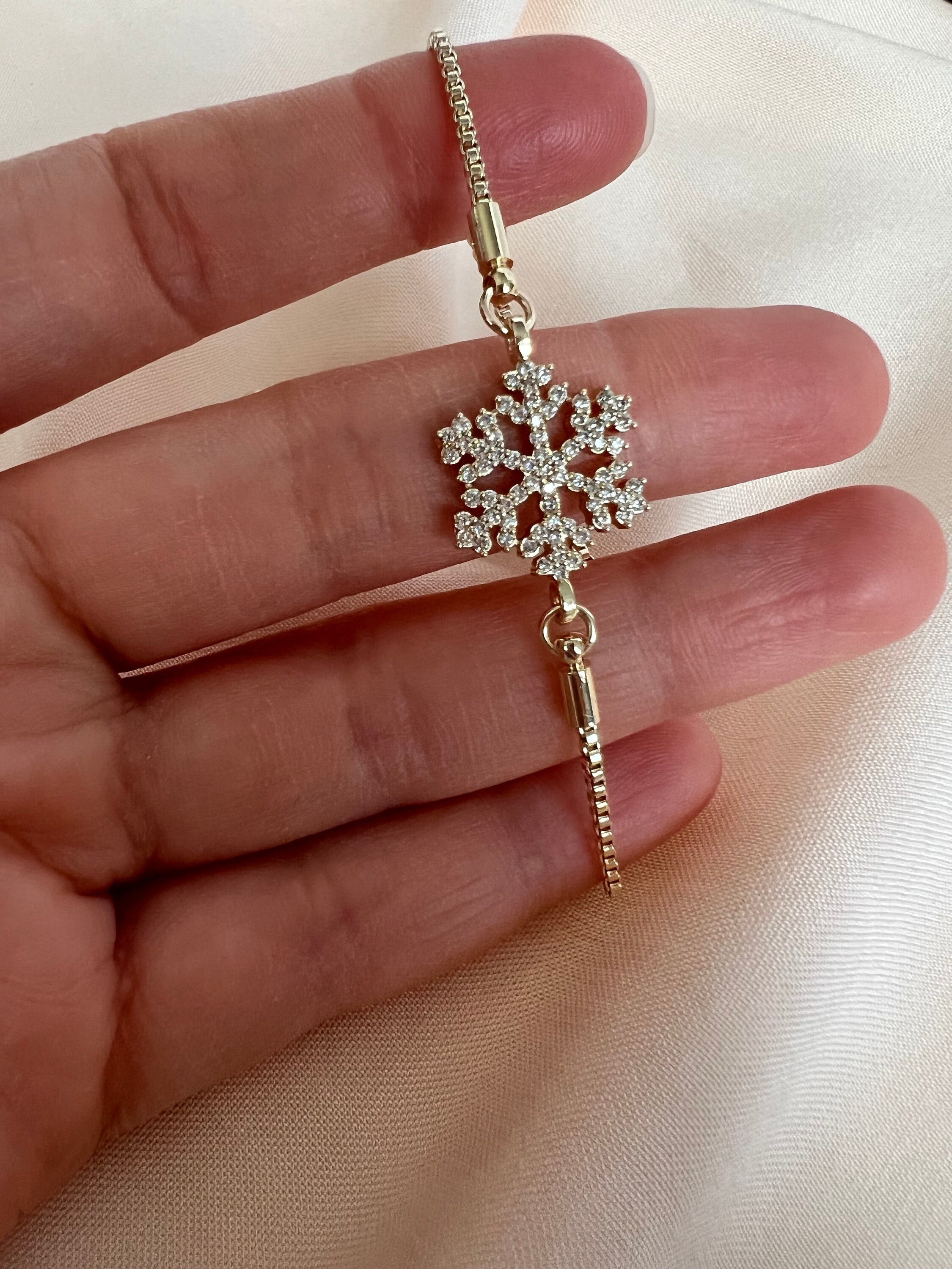 Snowflake Christmas Bracelet With Adjustable Slider Classy - Etsy UK