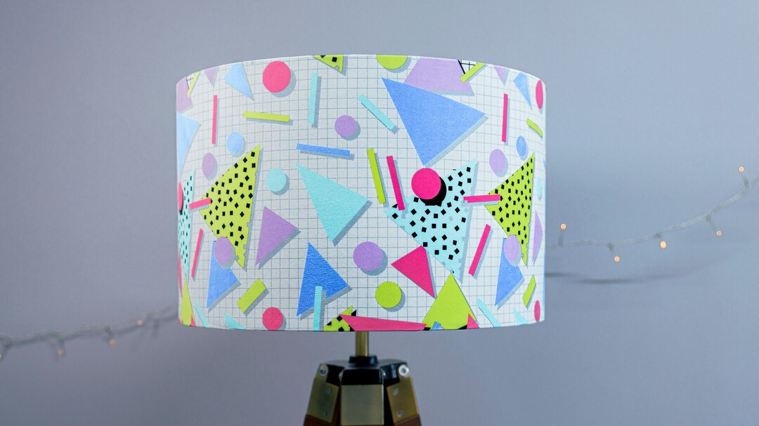 Velvet 80s Retro Print Lampshade 25cm 30cm 35cm 40cm 45cm Drum Lamp ...