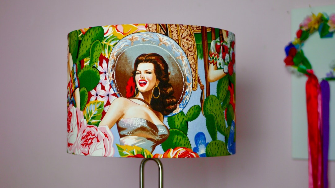 Pinup Lampshade 30cm 40cm Drum Lamp Shade Mexican Lamp - Etsy