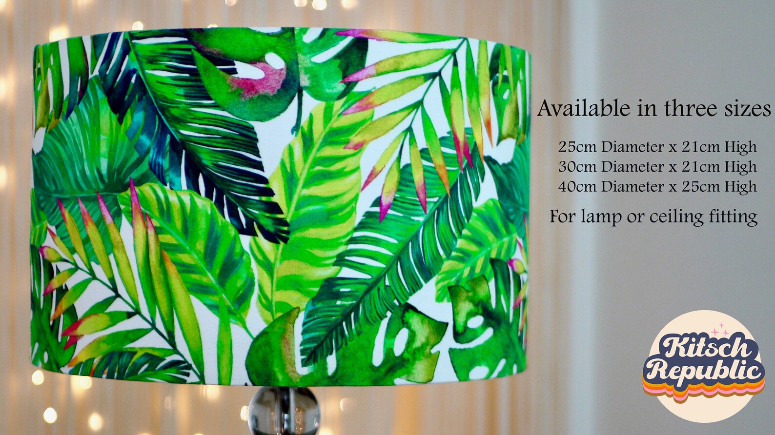 Tropical Leaves Lamp Shade 25cm 30cm 40cm Botanical Green | Etsy UK