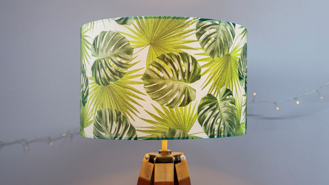 Tropical Leaves Lamp Shade Handmade Botanical Green Exotic | Etsy UK