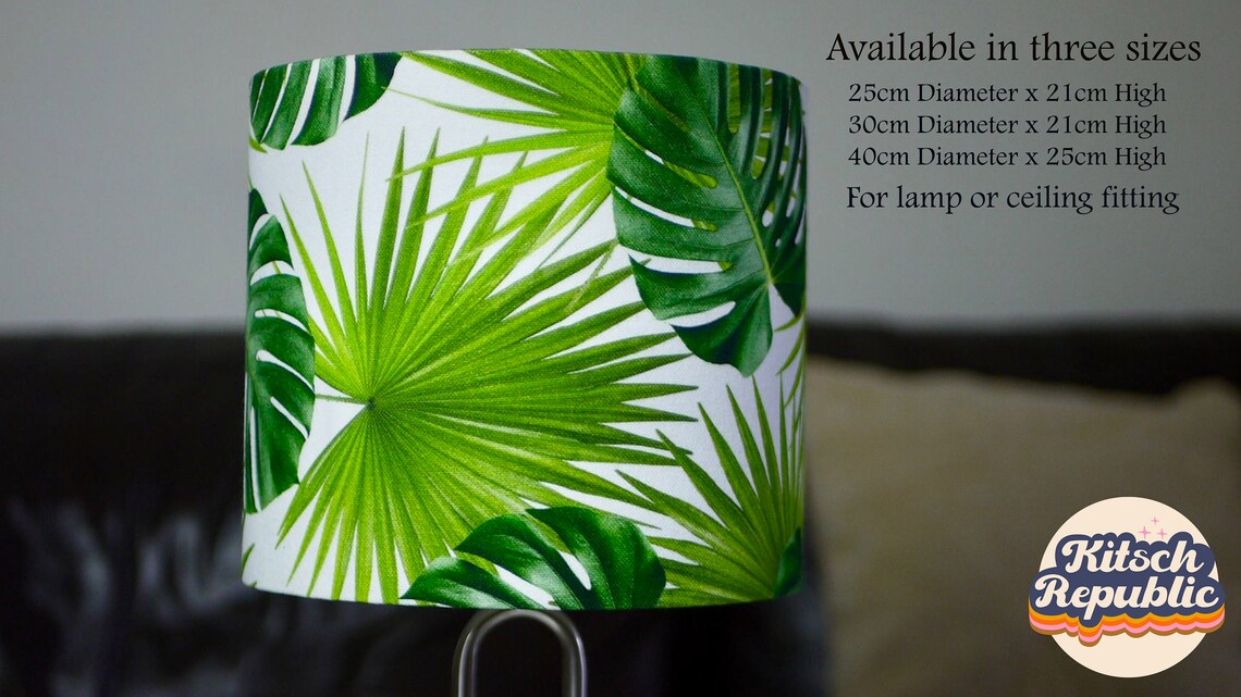 Tropical Leaves Lamp Shade Handmade Botanical Green Exotic | Etsy UK