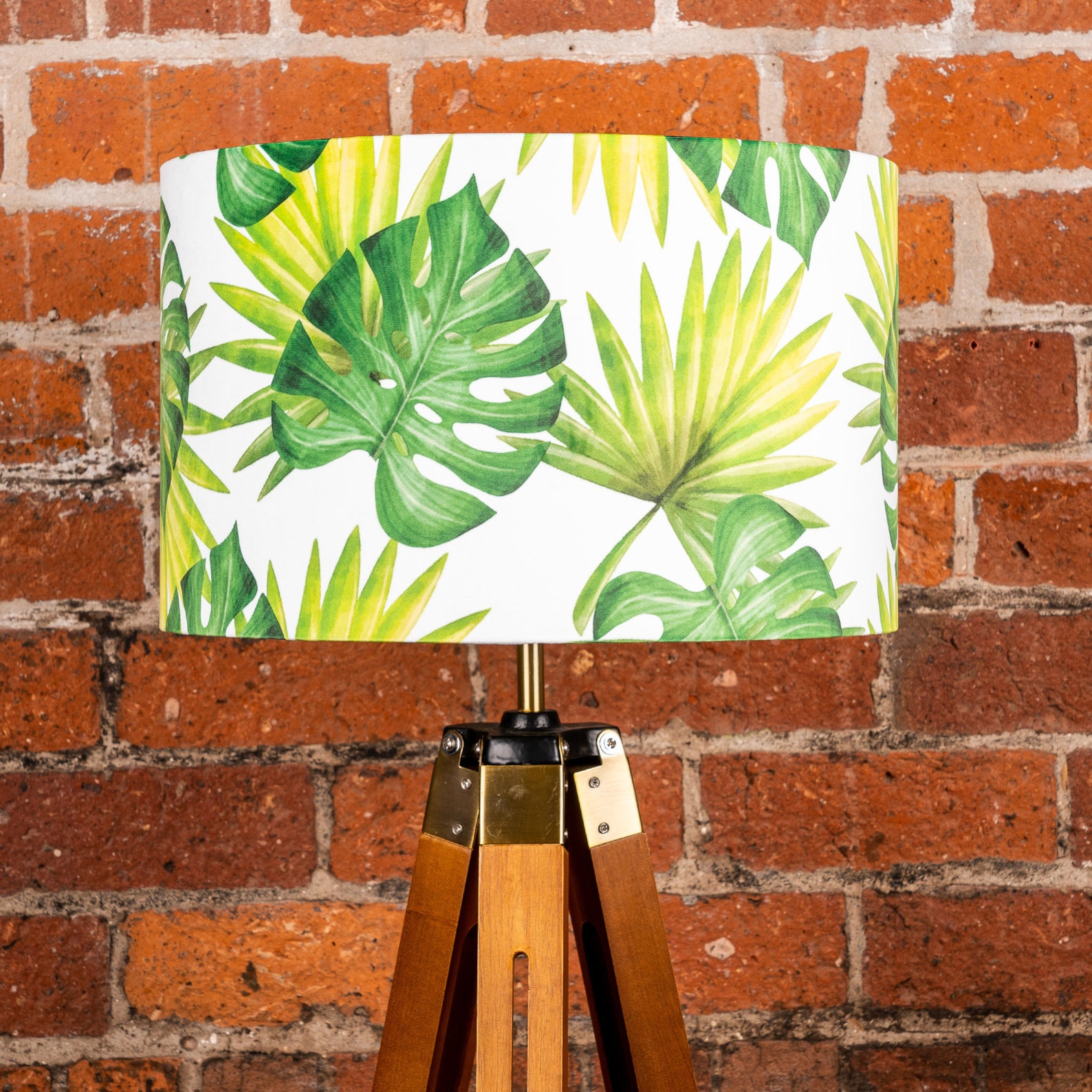 Tropical Leaves Lamp Shade - Handmade Botanical Green Exotic Palms ...