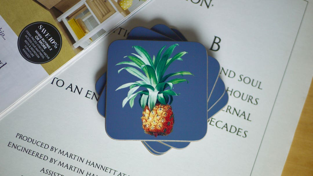 Grey Pineapple Coasters - Handmade - Tropical Fruit Coaster Set ...