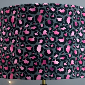 Black and Pink Leopard Print Velvet Lampshade Drum Lamp Shade 25cm 30cm ...