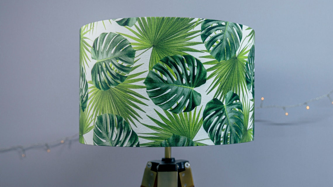 Tropical Leaves Lamp Shade Handmade Botanical Green Exotic | Etsy UK