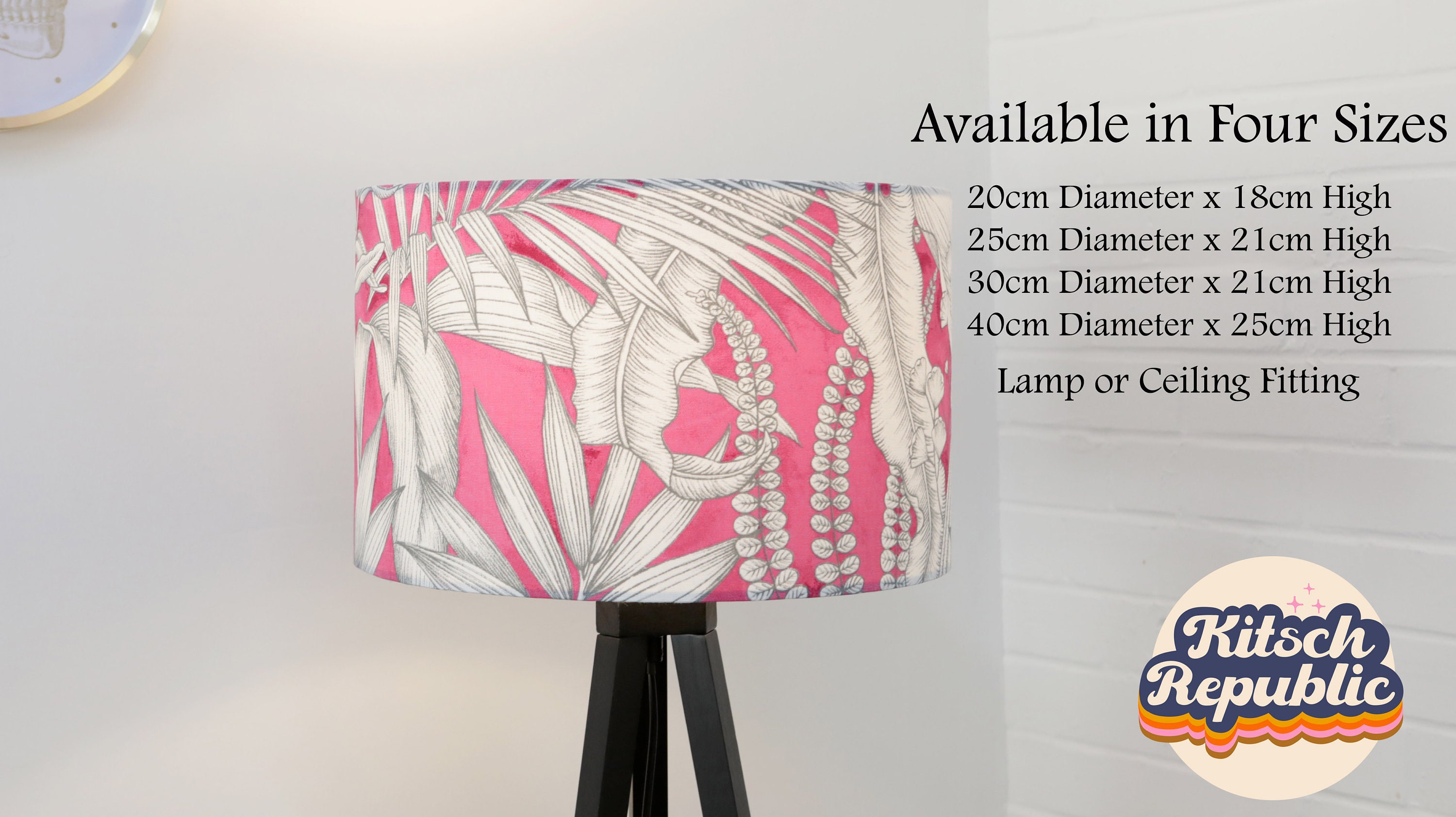 Pink Lampshade Hot Pink Tropical 20cm 25cm 30cm 35cm 40cm Drum Lamp ...