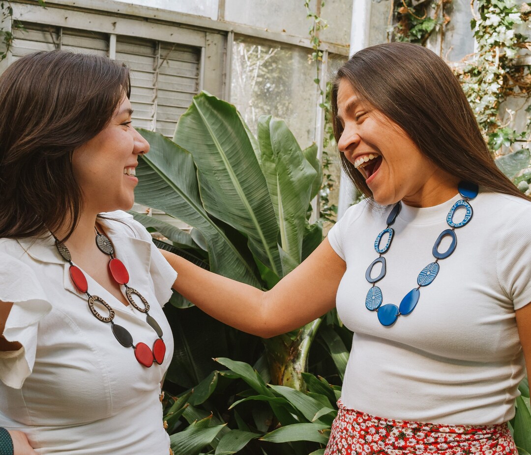 Necklace, Long Batik Necklace, Tagua Necklace, Handmade, Eco Friendly ...