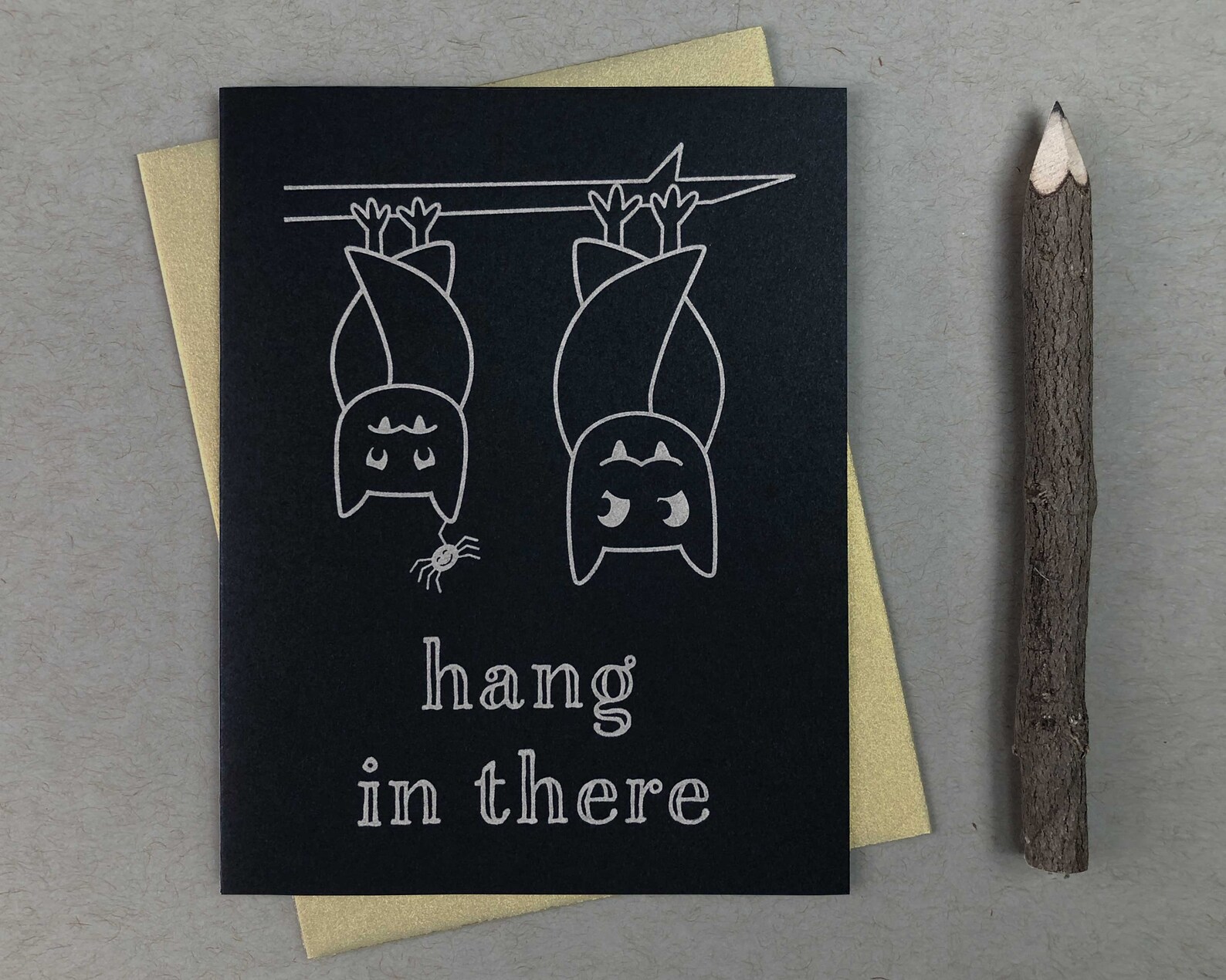 Cute Bat Card / Encouragement Card / Letterpress Card / Hang in There ...