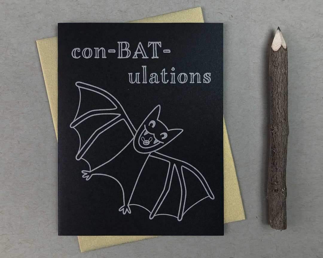 Bat Congratulations Card | Card for Friend Goth Congrats Letterpress ...