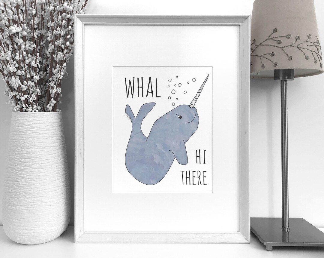 Narwhal Print Narwhal Wall Art Cute Nursery Decor Gift for Friend ...