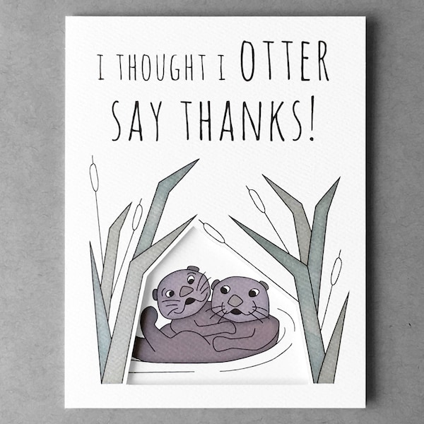 Otter Thank You Card - Etsy