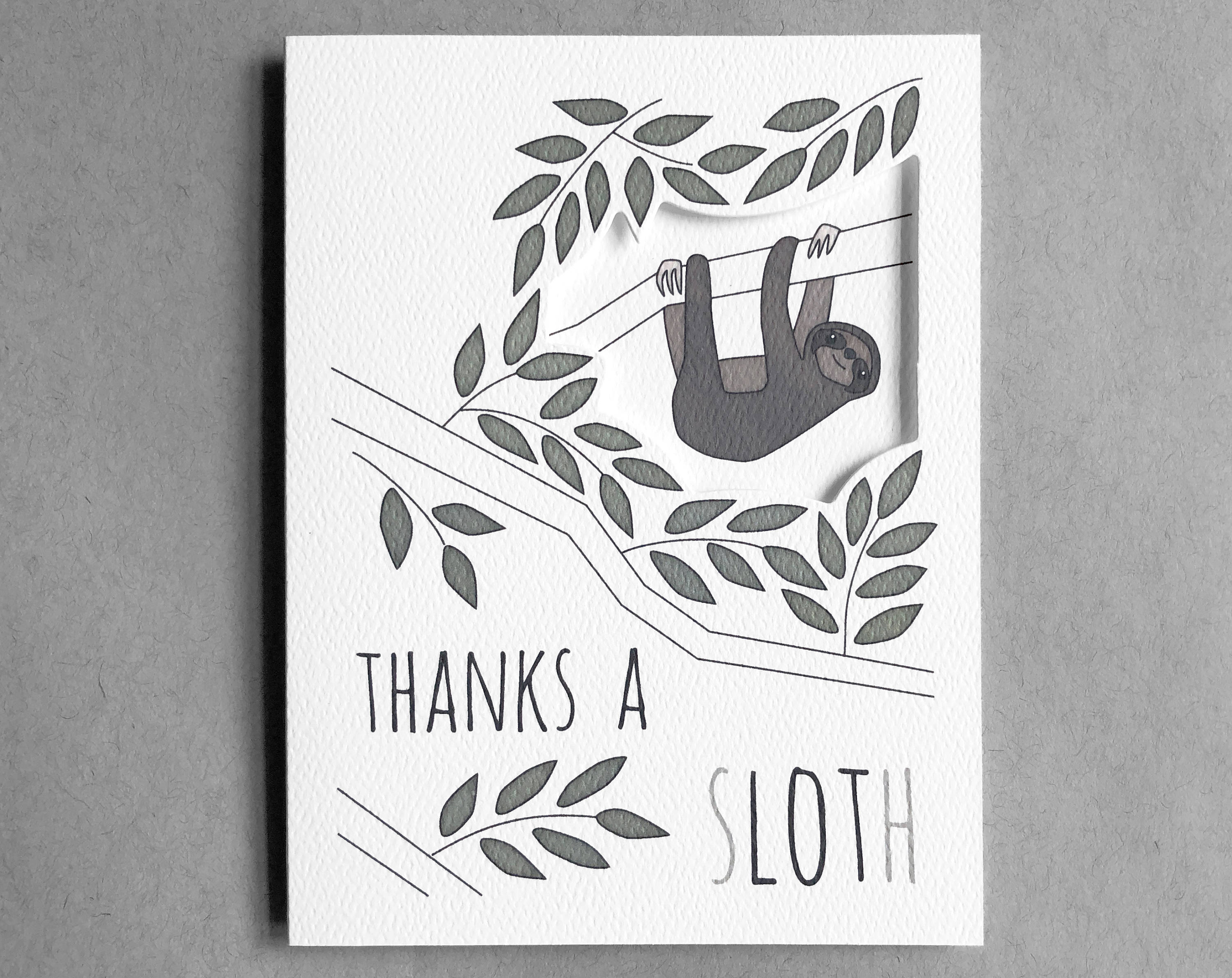 Funny Sloth Thank You Card | Handmade Shadow Box Design - Etsy