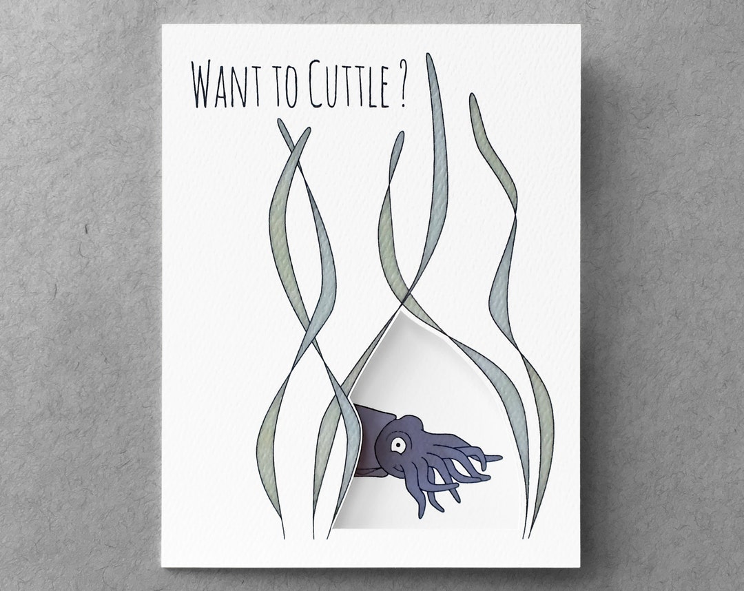 Funny Love Card | Cuttlefish Anniversary Card Card Biology Card for ...