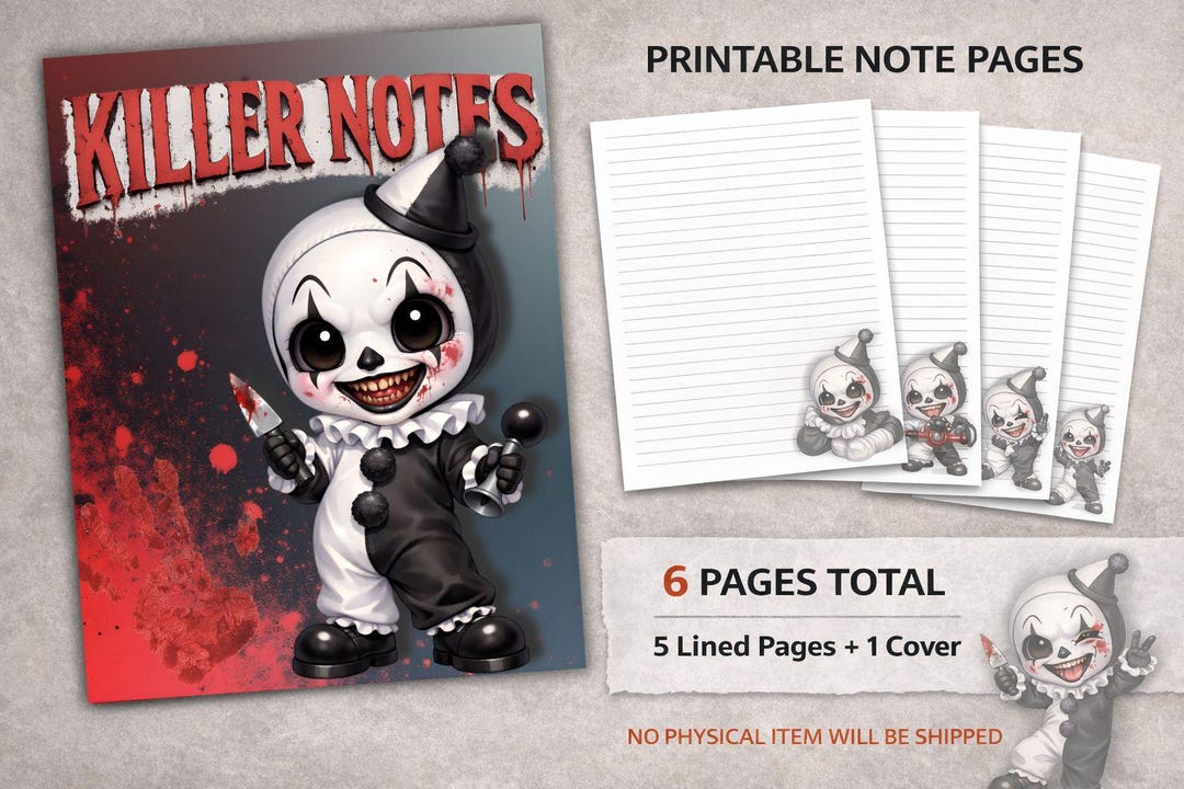 Killer Notes Printable | Horror Lined Notebook Pages | Spooky Digital ...