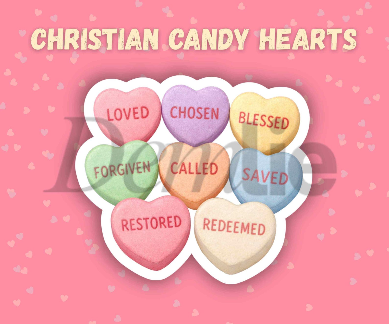 Christian Candy Hearts PNG – Faith Valentine's Day Design (digital ...