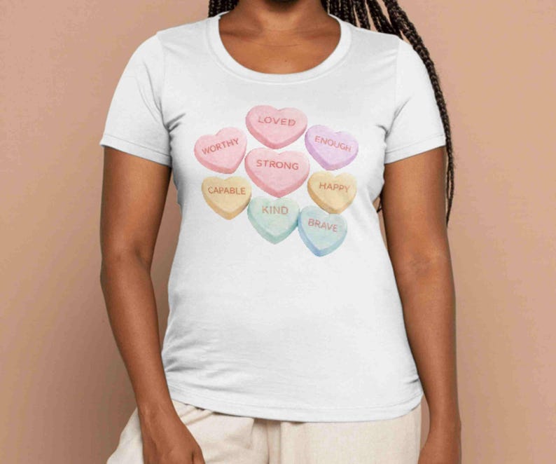 Self-love Candy Hearts PNG & JPG – Pastel Affirmation Hearts, Valentine ...