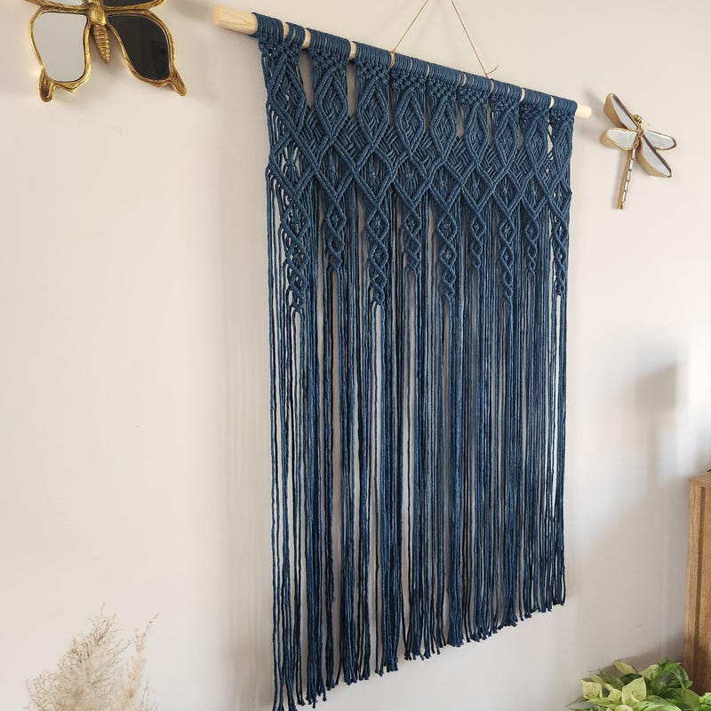 Blue Macrame Wall Hanging - Etsy