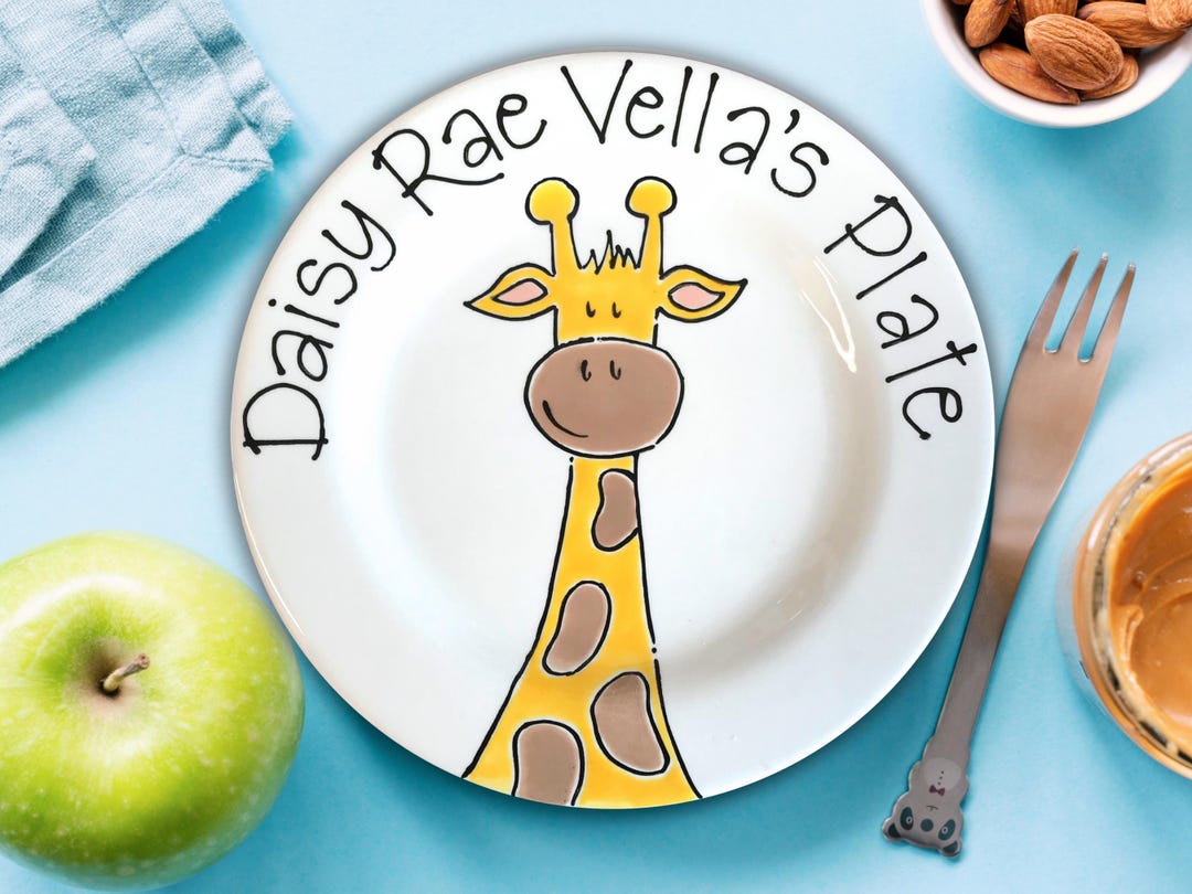 Giraffe Plate, Kids Name Plate, Plate for Son, Gift for Girls, Grandson ...