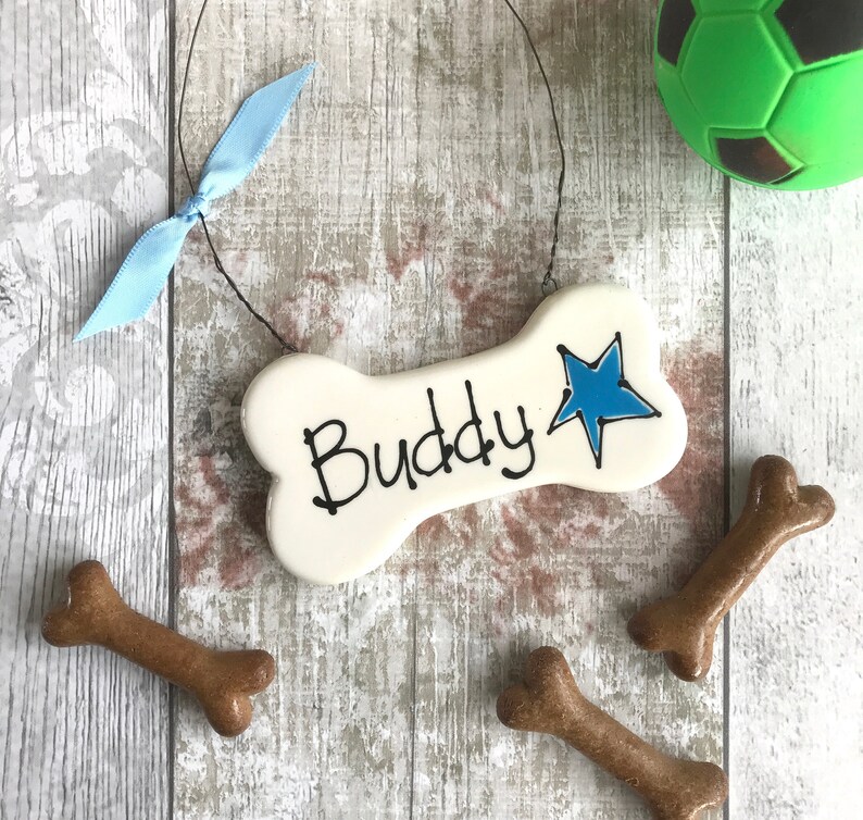 Personalised Dog Tag, Name Tag, Ceramic Bone Tag, Dog Gift, Puppy Gift ...