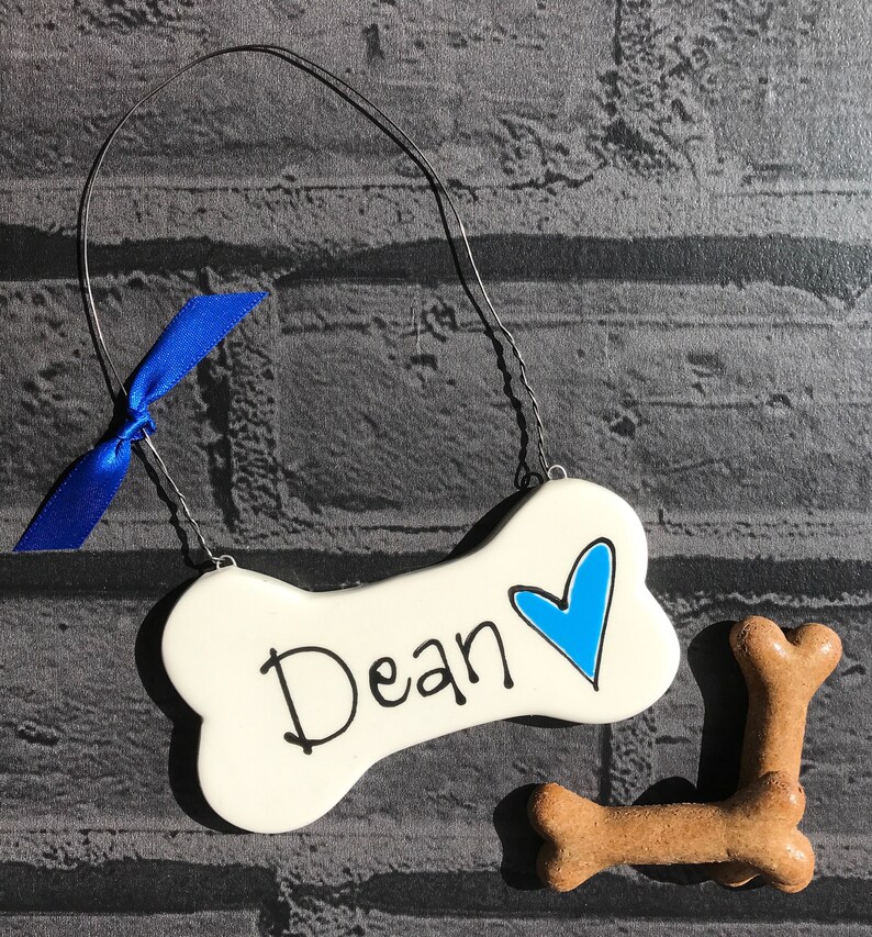 Personalised Dog Tag, Name Tag, Ceramic Bone Tag, Dog Gift, Puppy Gift ...