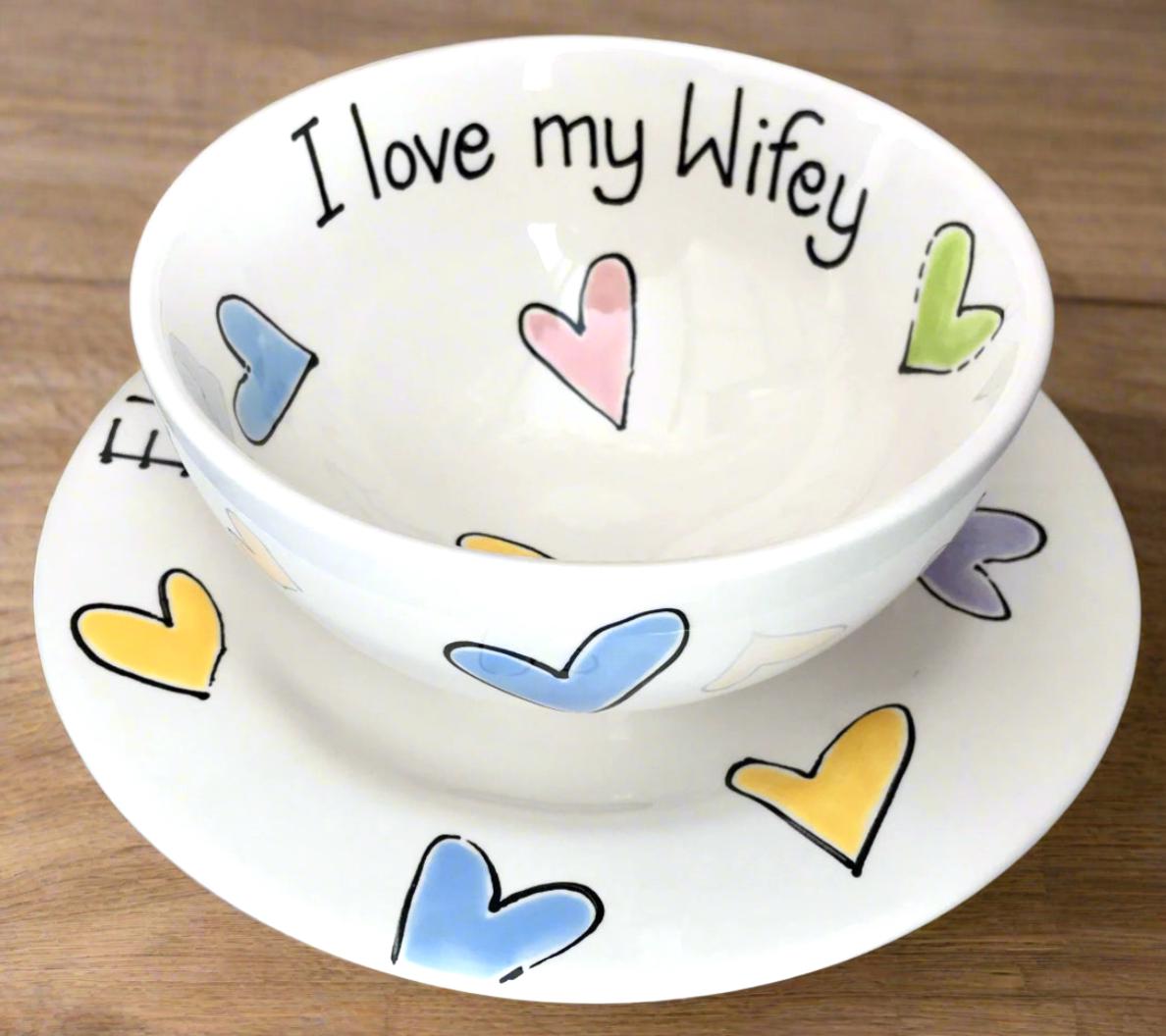 Personalised Snack Set, Ceramic Plates & Bowl Set, Dinner Set, Ceramic ...