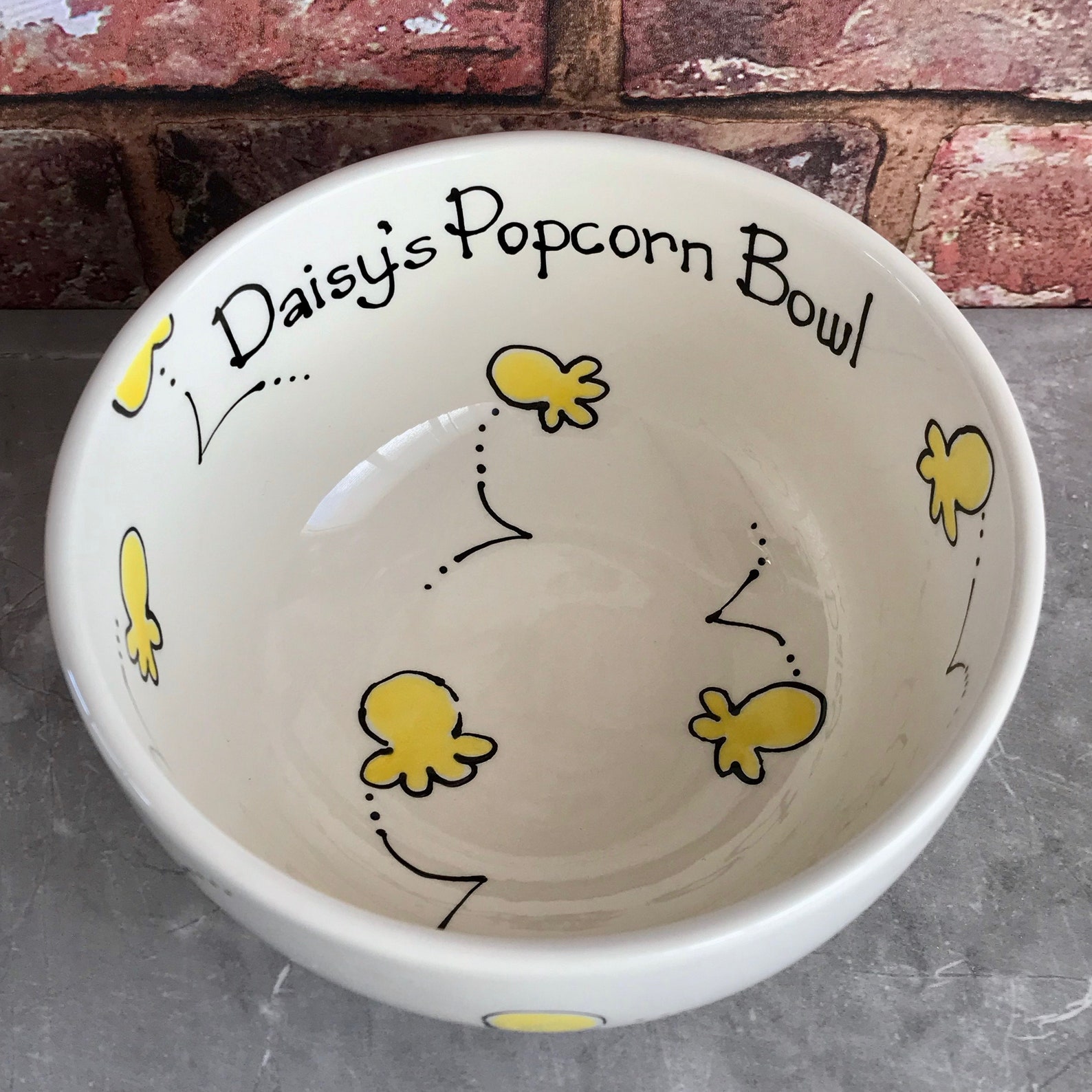 Personalized Ceramic Popcorn Bowl: Hand-painted Movie Night Tub - Etsy