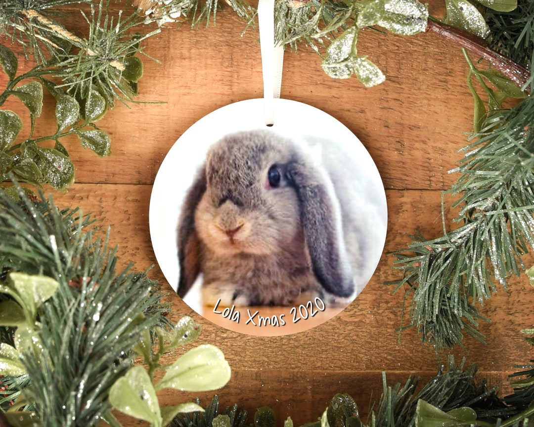 Rabbit Christmas Tree Decoration, Personalised Rabbit Christmas Bauble ...