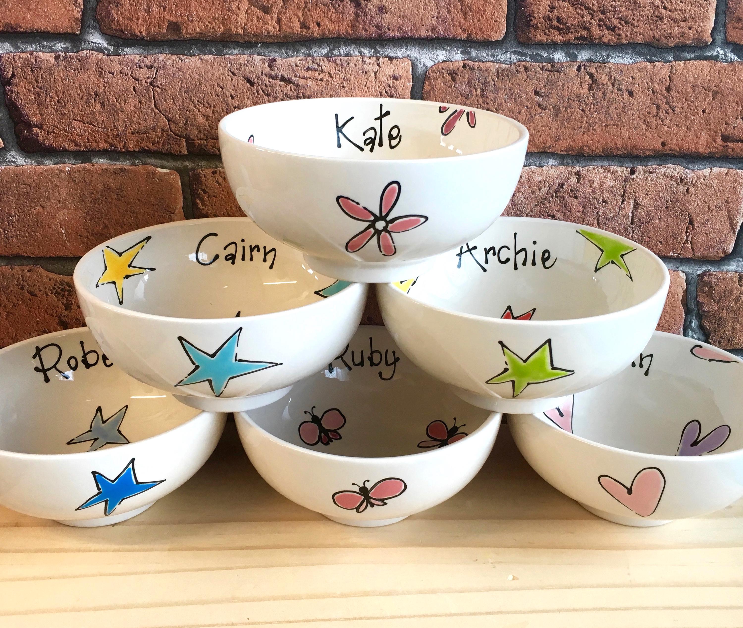 Personalised Bowl, Pretty Glazed Ceramic Bowls, Bowl for Child, Mum Dad ...