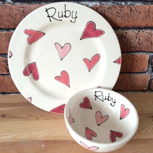 Personalised Snack Set, Ceramic Plates & Bowl Set, Dinner Set, Ceramic ...