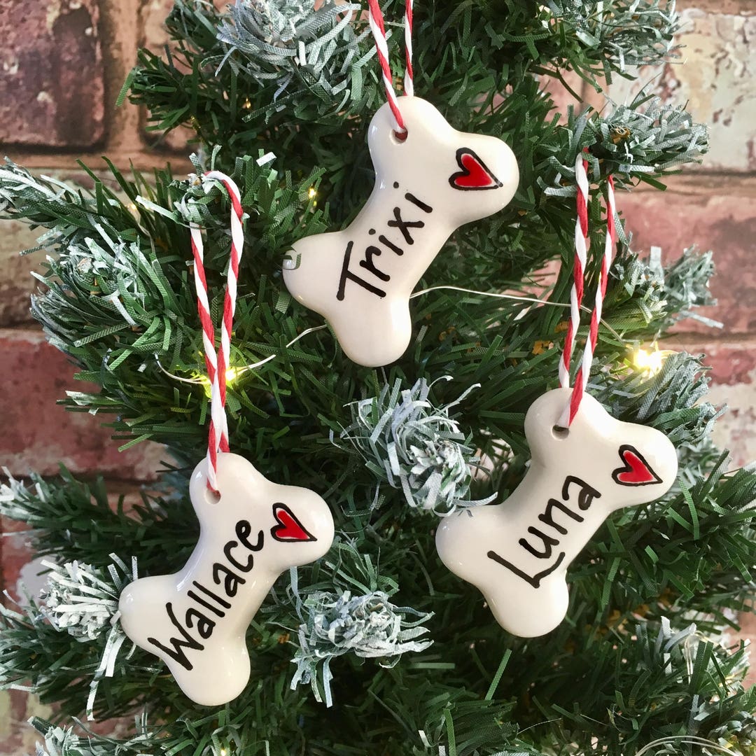 Personalised Dog Tag, Ceramic Name Tag, Bone Tag, Heart Tag, Dog Gift ...