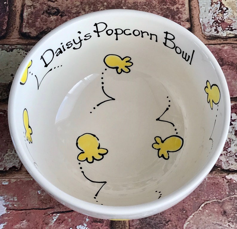 Personalized Ceramic Popcorn Bowl: Hand-painted Movie Night Tub - Etsy