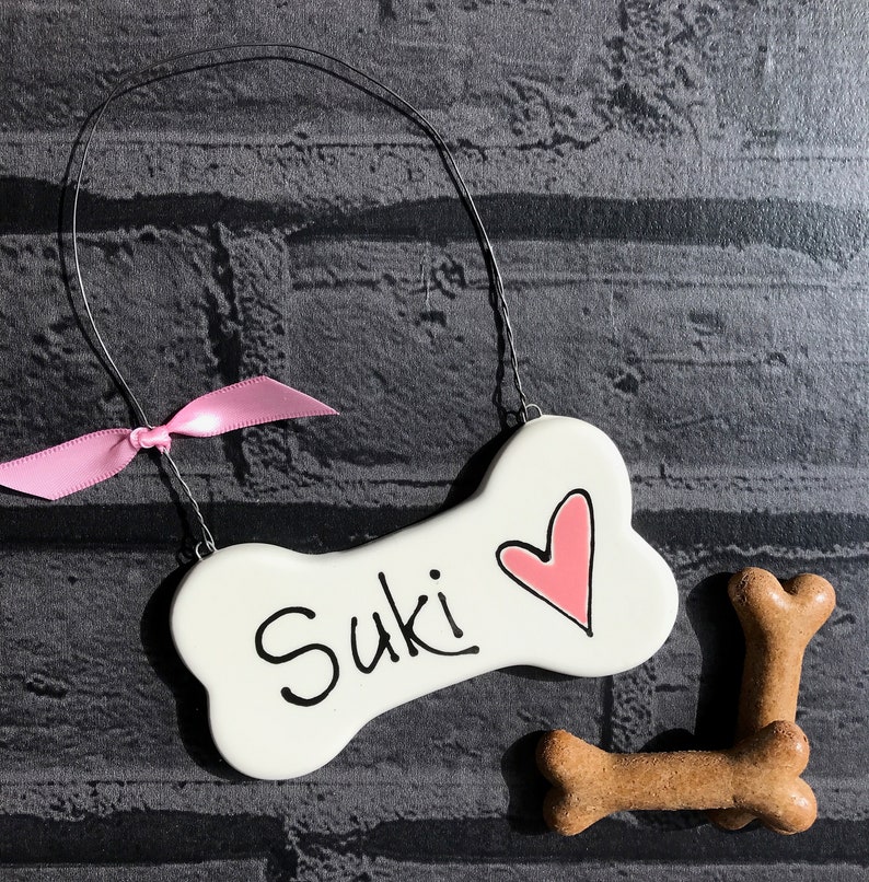 Personalised Dog Tag, Name Tag, Ceramic Bone Tag, Dog Gift, Puppy Gift ...