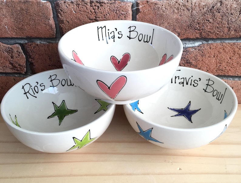 Personalised Bowl, Pretty Glazed Ceramic Bowls, Bowl for Child, Mum Dad ...