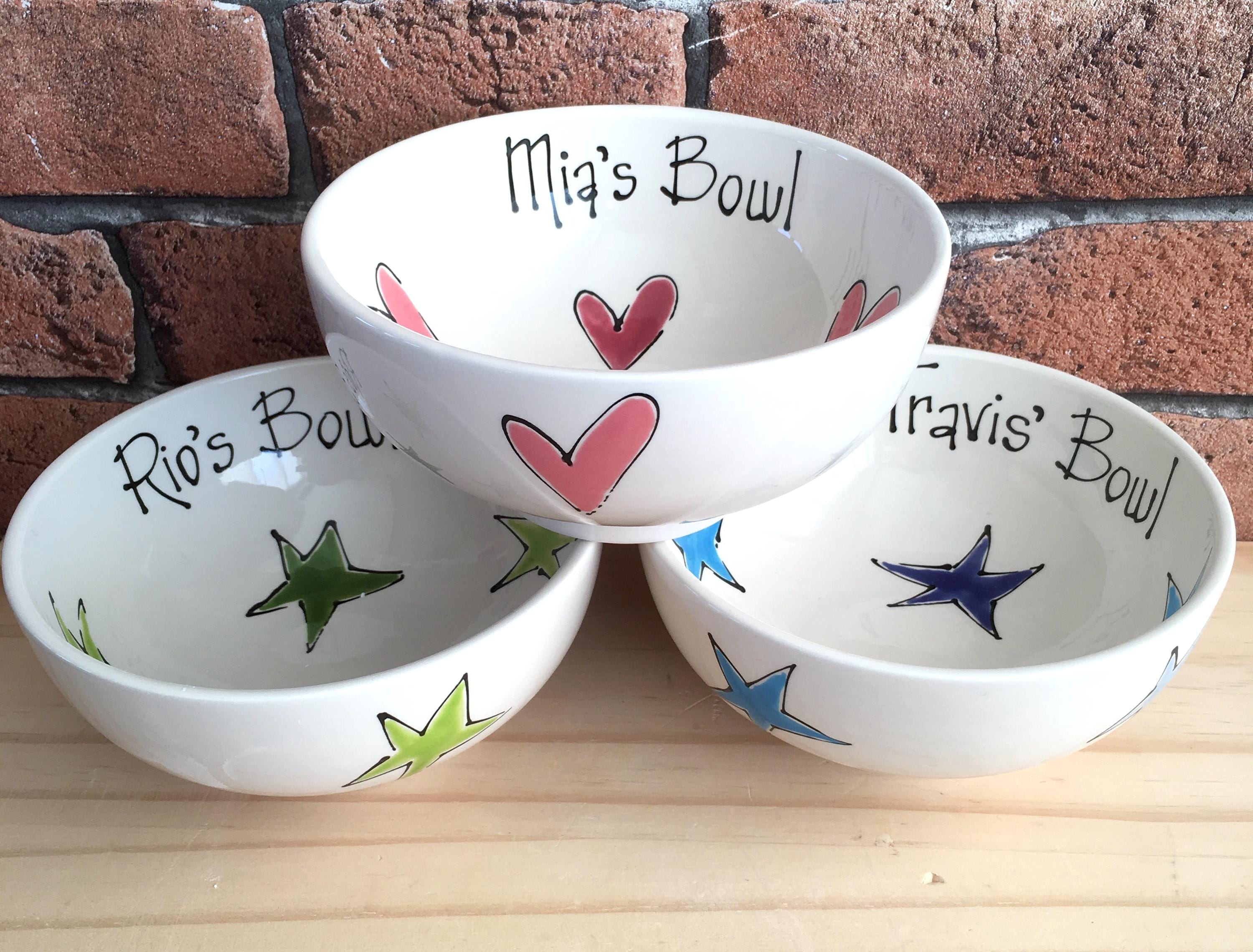 Personalised Bowl, Pretty Glazed Ceramic Bowls, Bowl for Child, Mum Dad ...